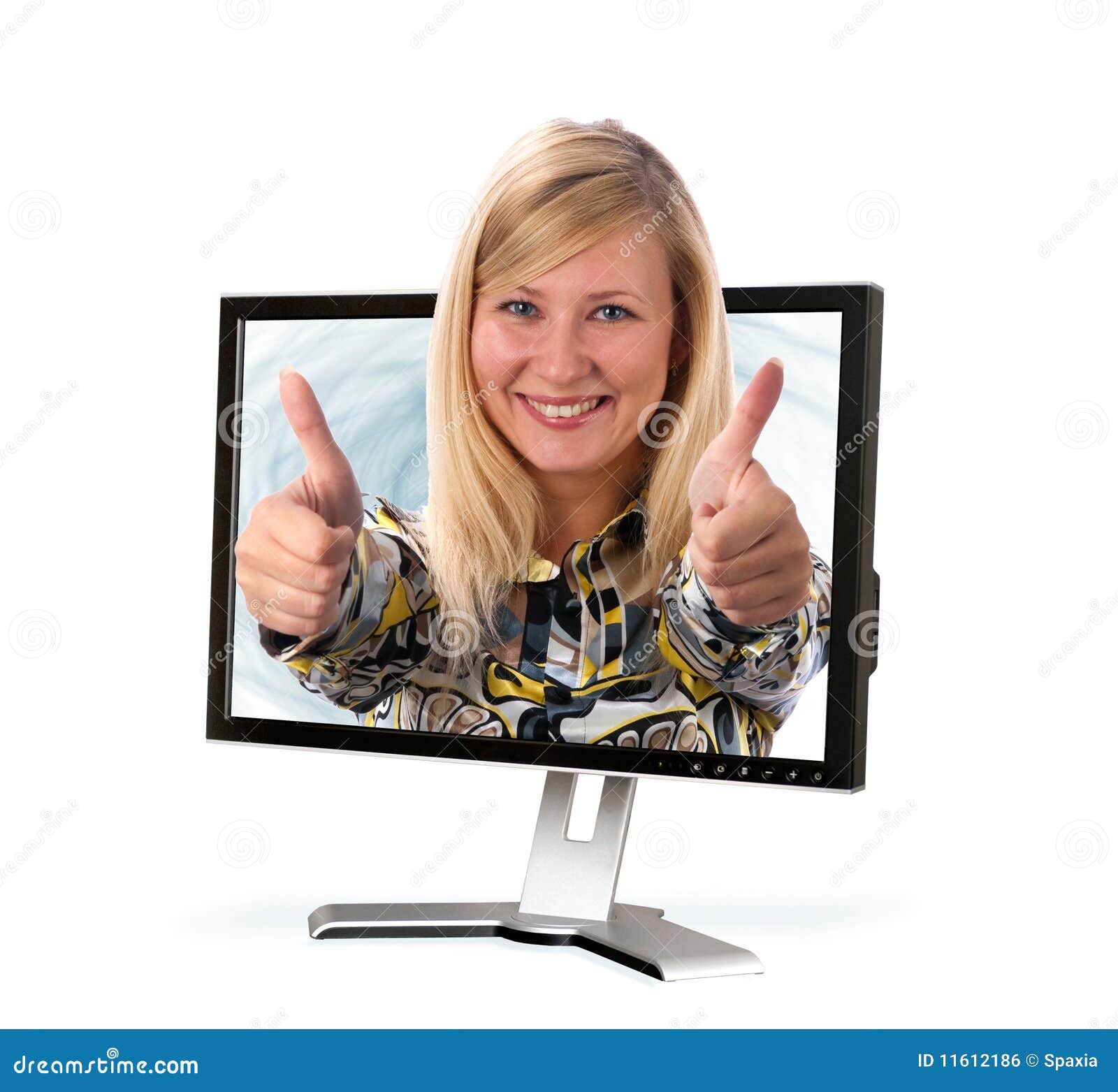 Thumb S Up Sign through a Screen Stock Photo - Image of girl, gesturing ...