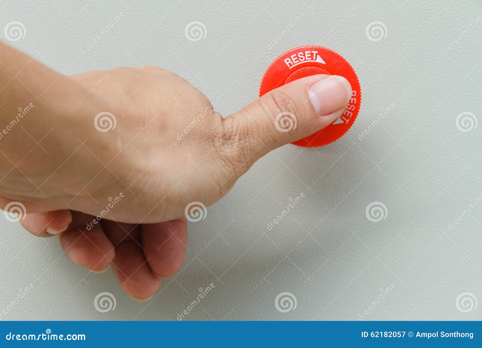 Thumb Touch on Red Emergency Stop Switch Stock Image - Image of suspend ...