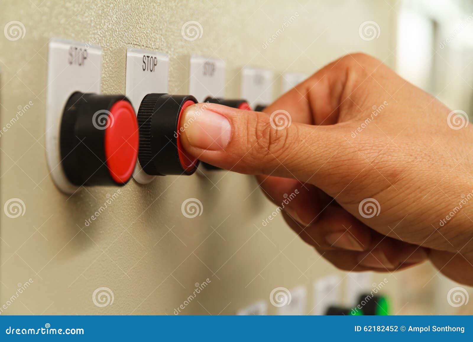 Thumb Touch On Red Stop Switch Royalty-Free Stock Photography ...