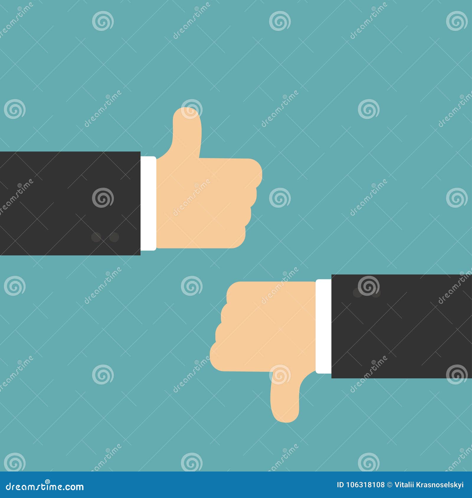 Thumb Up and Bad in Flat Design, Vector Illustration Stock Vector ...