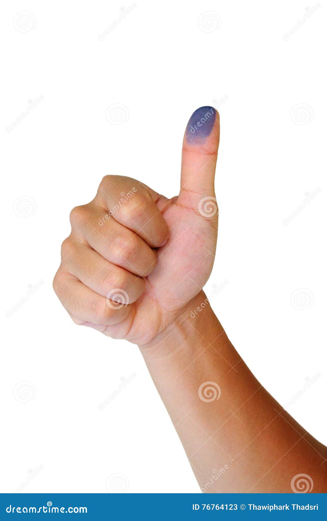 Thumb Up with Blue Fingerprint Stock Image - Image of print, positive ...