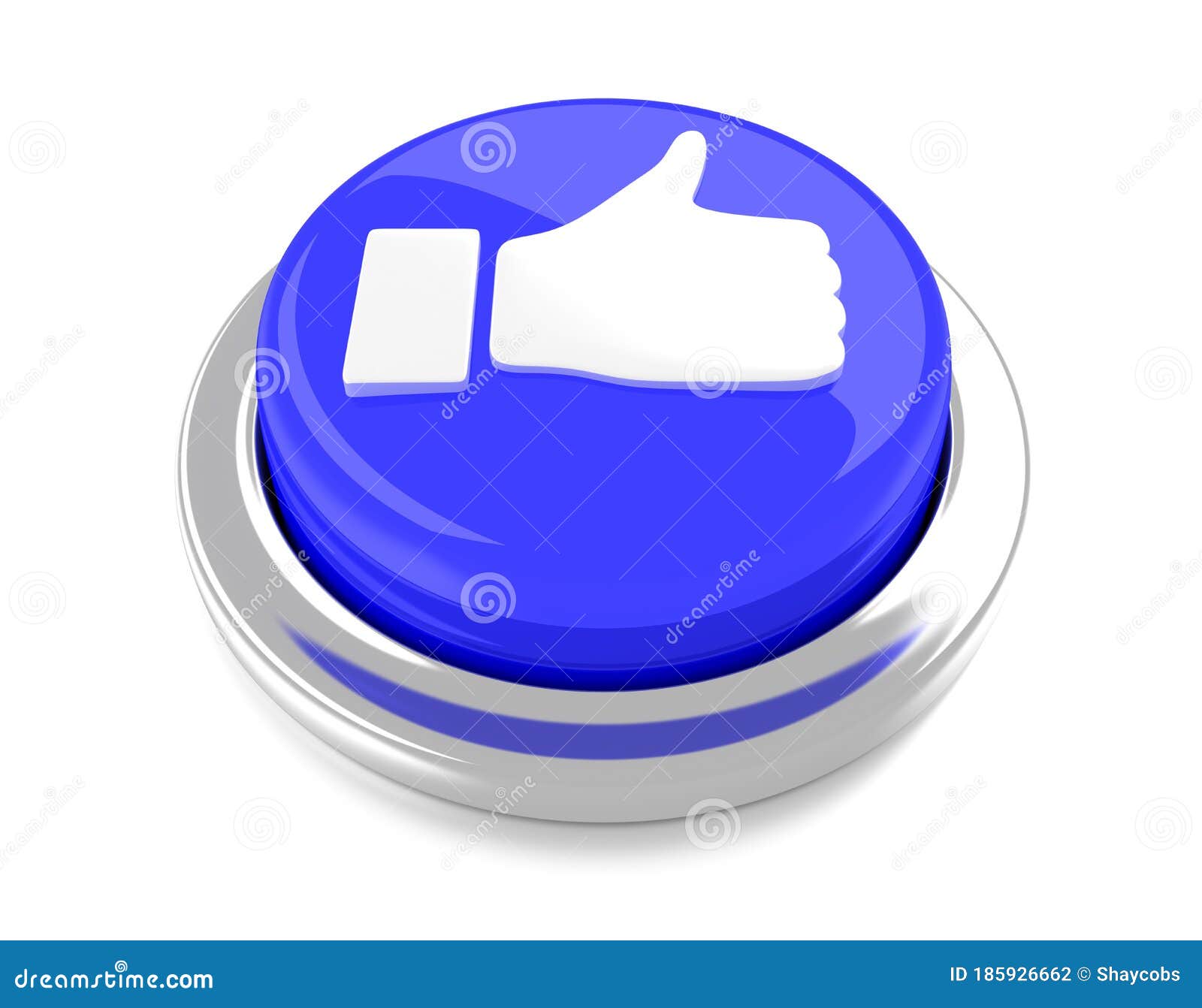 Thumb Up on Blue Push Button. 3d Illustration Stock Illustration ...