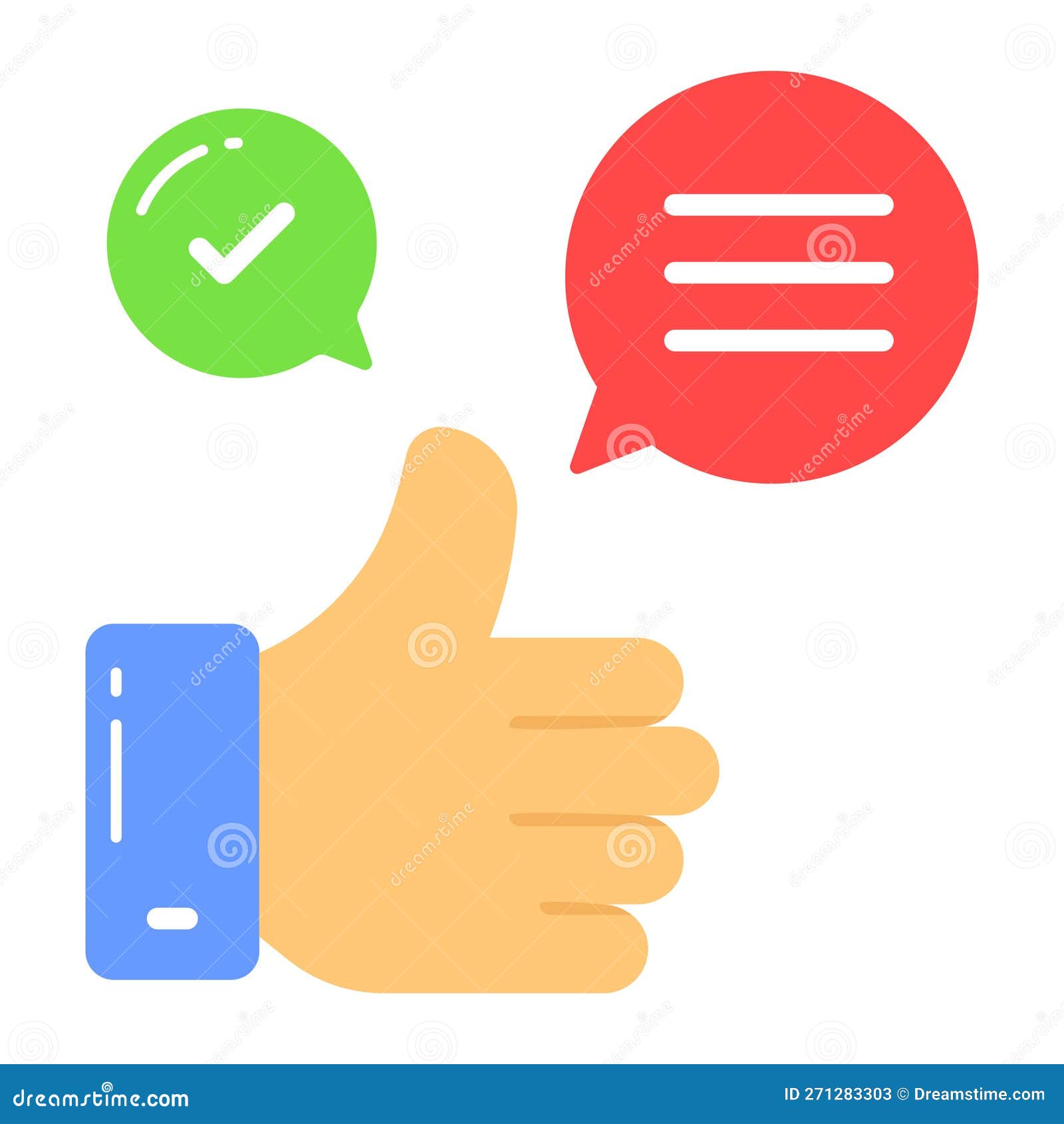 Thumb Up with Chat Bubbles, Vector Design of Feedback Stock Vector ...
