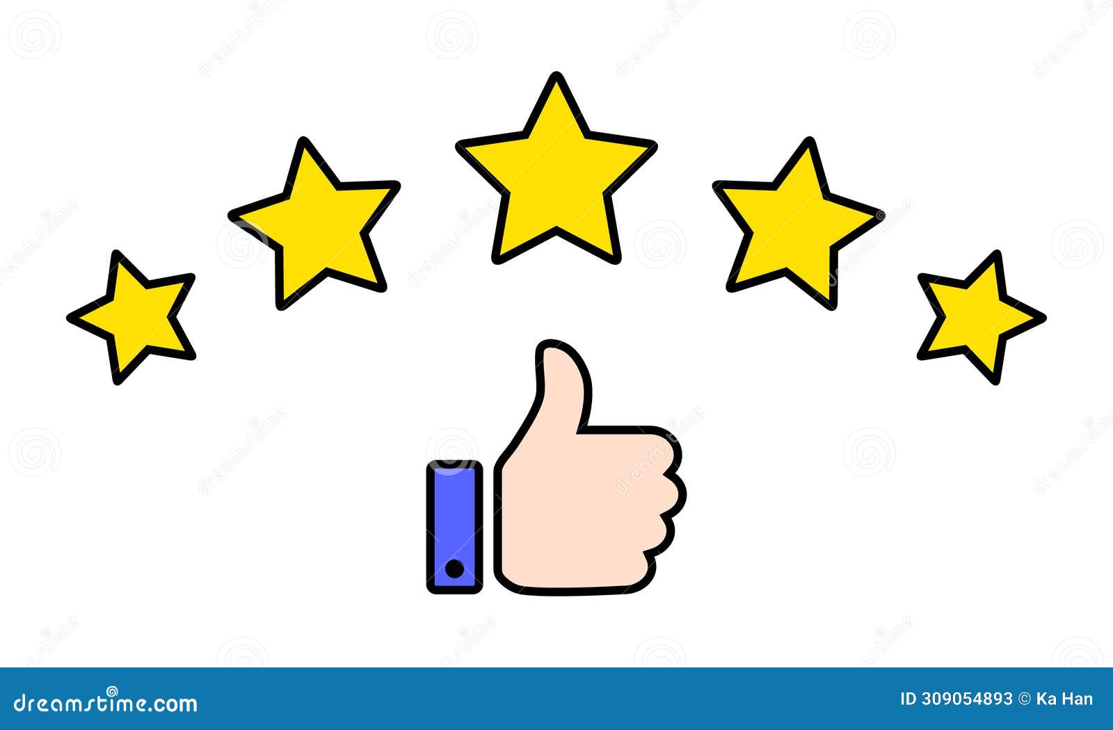 Thumb Up and Five Star Icon Vector. Excellent Rating Concept Stock ...