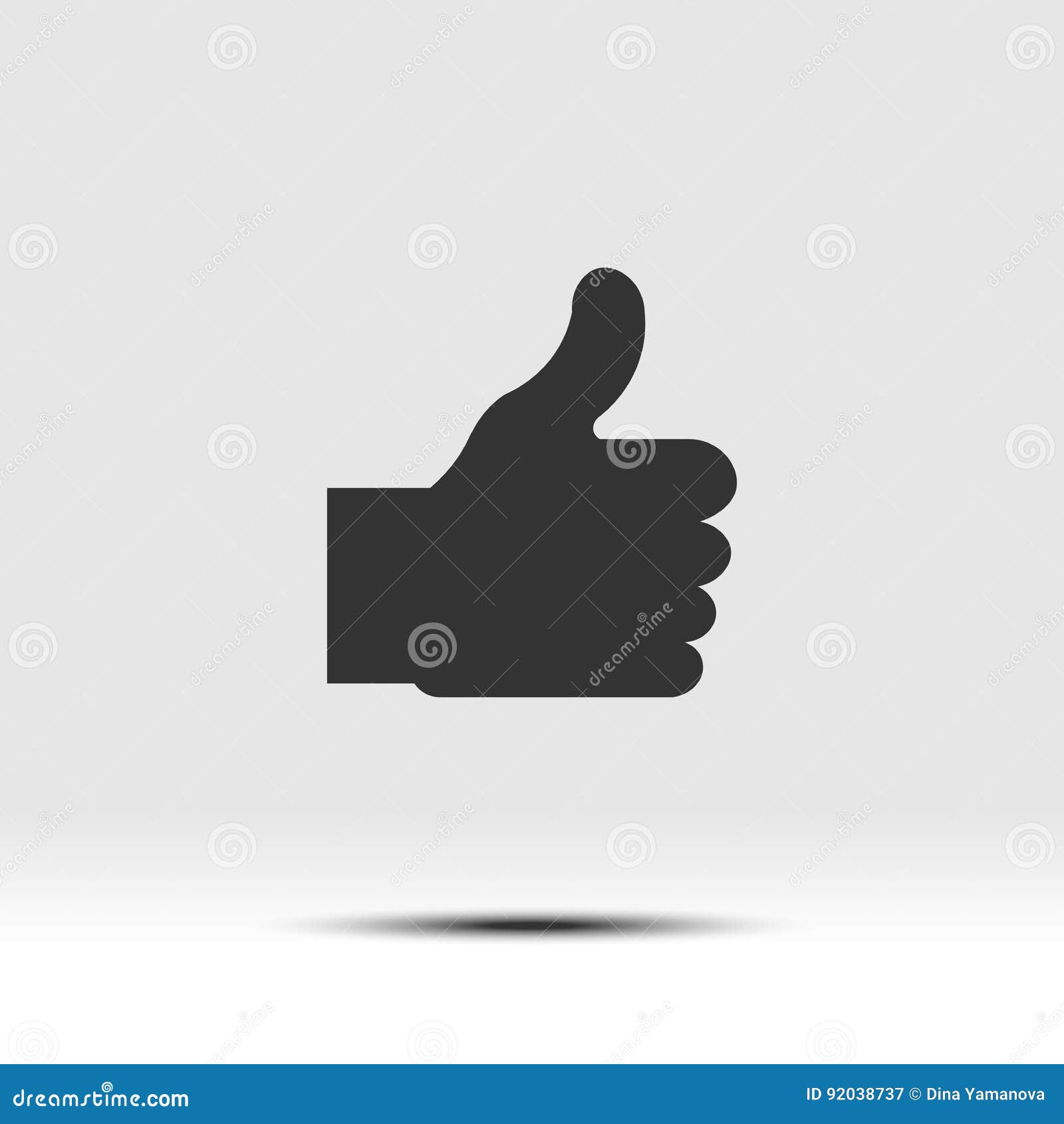Thumb Up Flat Icon with Shadow Stock Vector - Illustration of positive ...