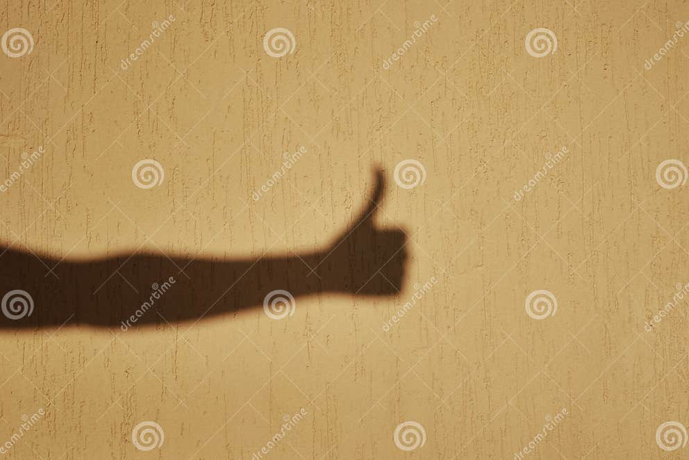 Thumb Up Gesture Shadow on Wall Stock Photo - Image of wall, people ...