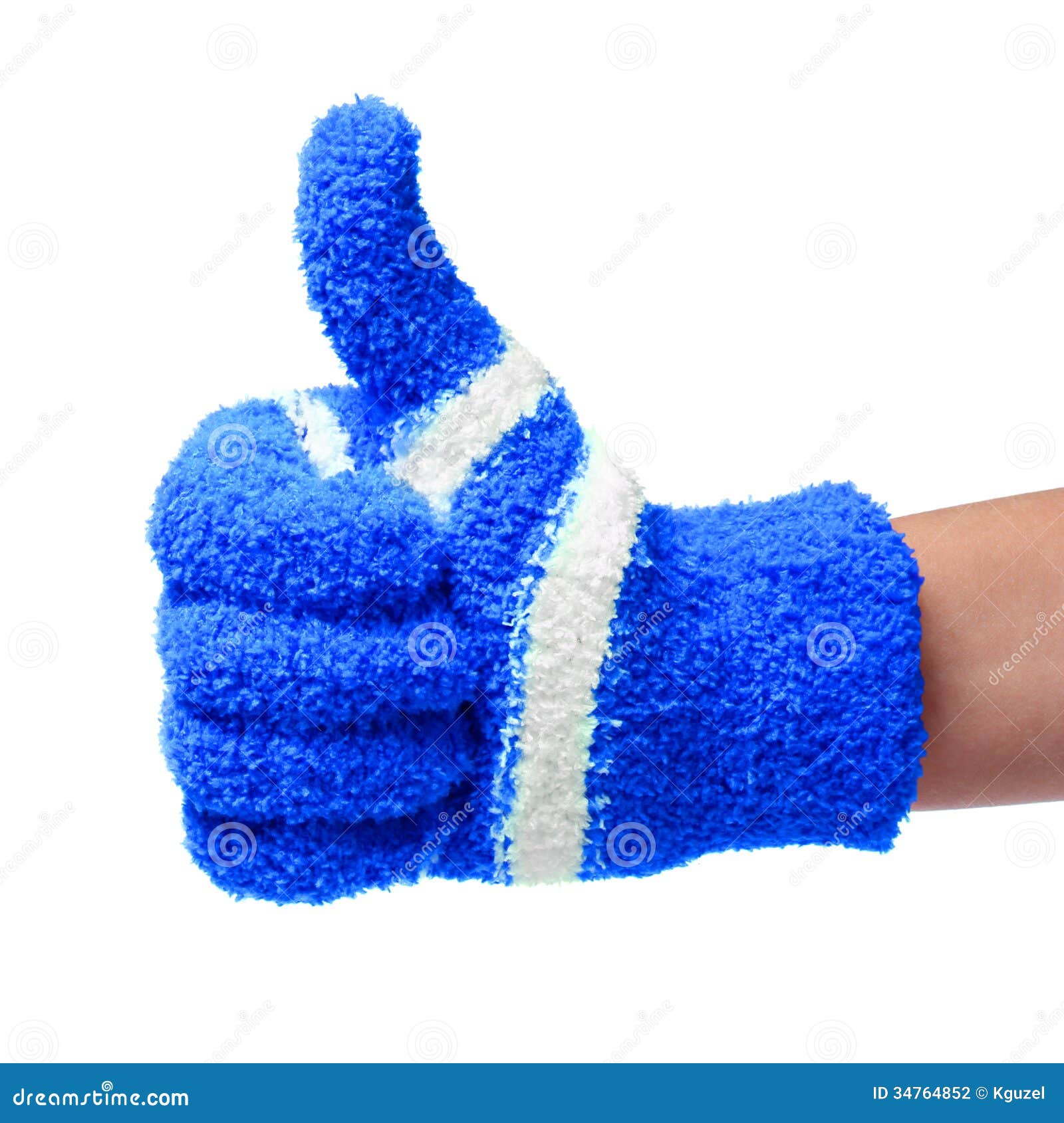 Thumb Up. Hand in Knitted Gloves Isolated Stock Photo - Image of ...