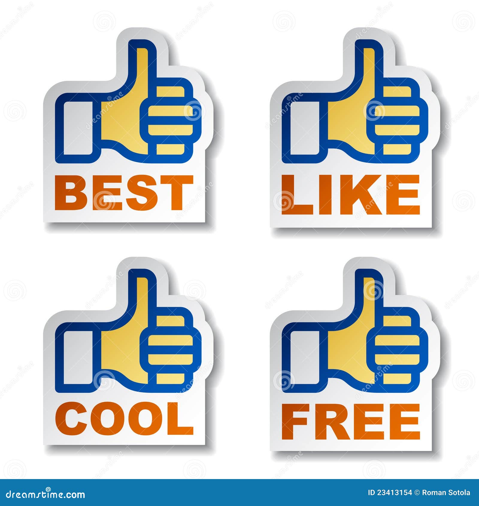 Thumb up hand stickers stock vector. Illustration of business - 23413154