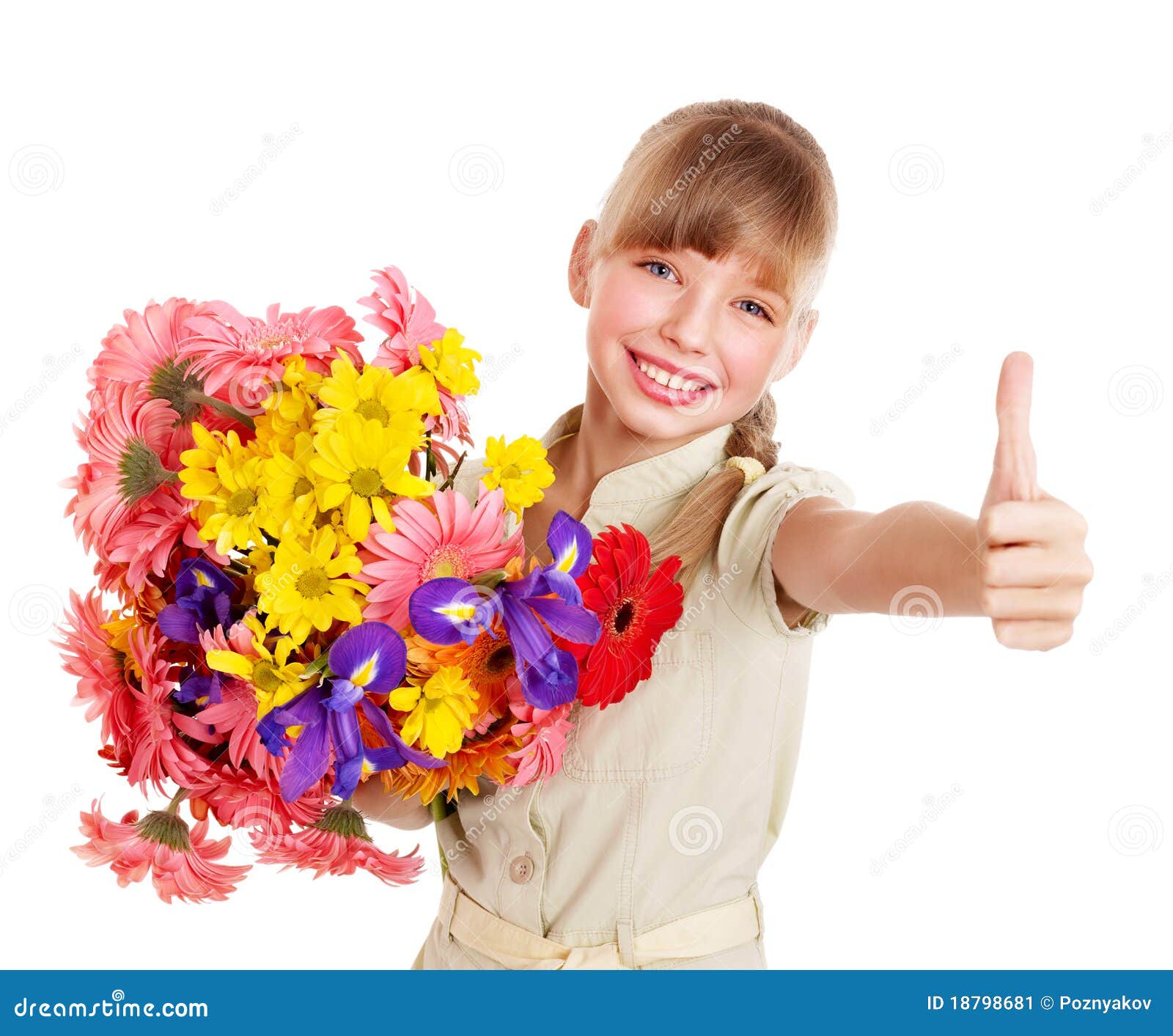 Thumb up of happy child. stock image. Image of bloom - 18798681