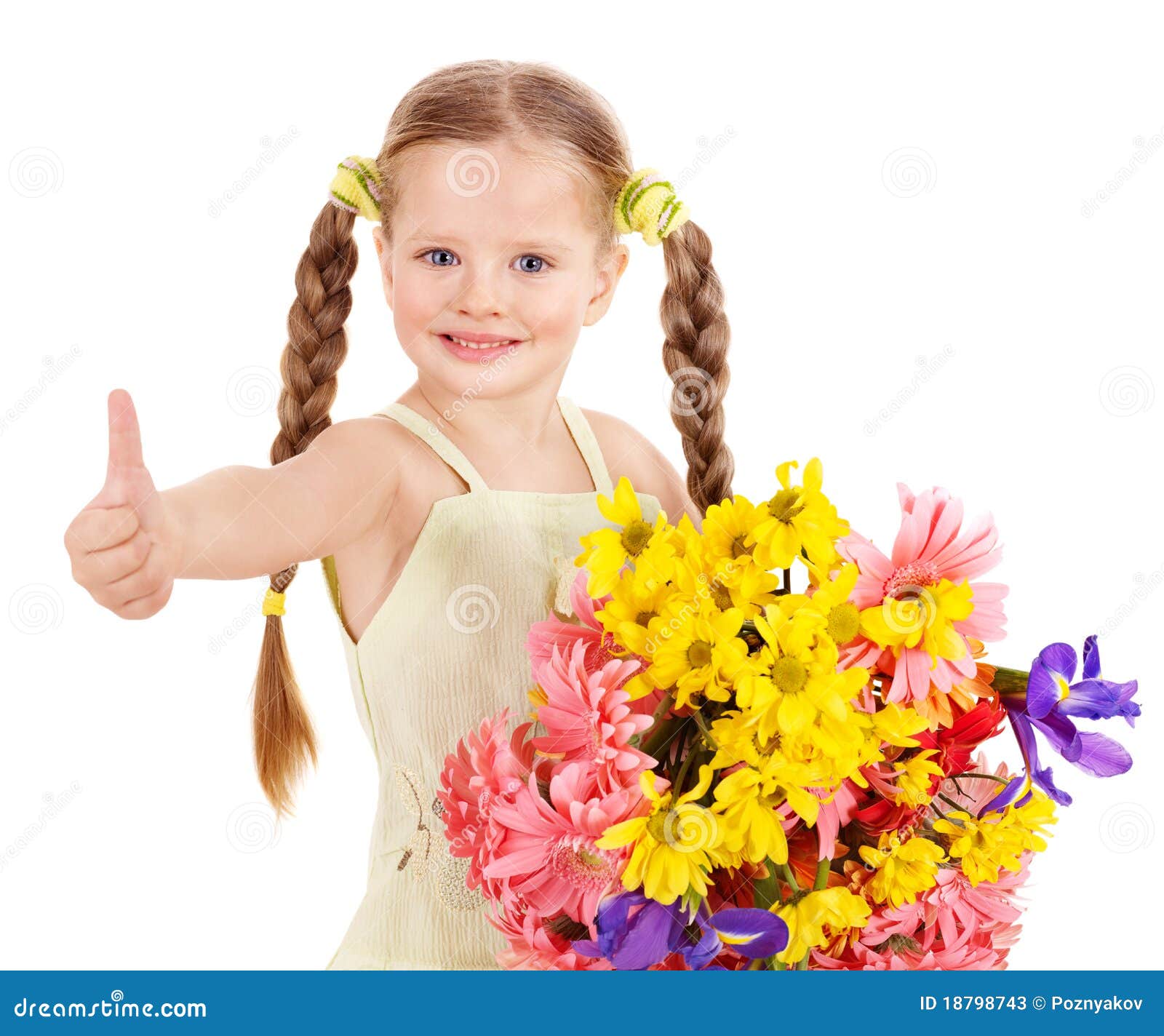 Thumb up of happy child. stock image. Image of bouquet - 18798743