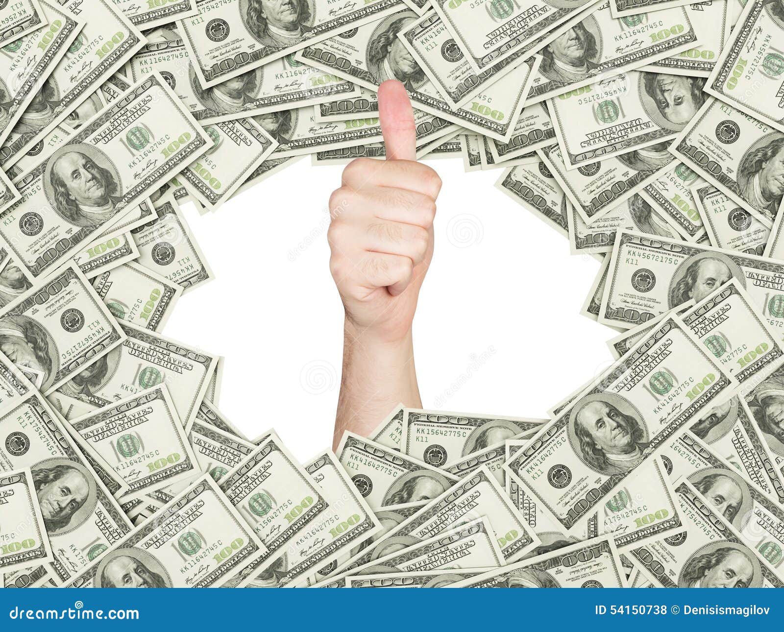 Thumb Up Inside the Frame Made of US Dollars Bills. Stock Photo - Image ...