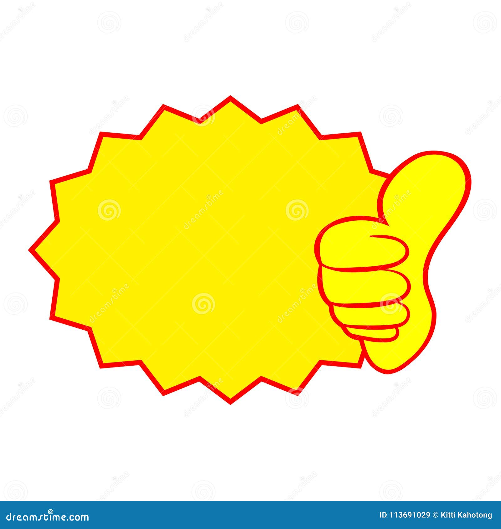 Thumb Up with Label Icon on White Background Stock Illustration ...