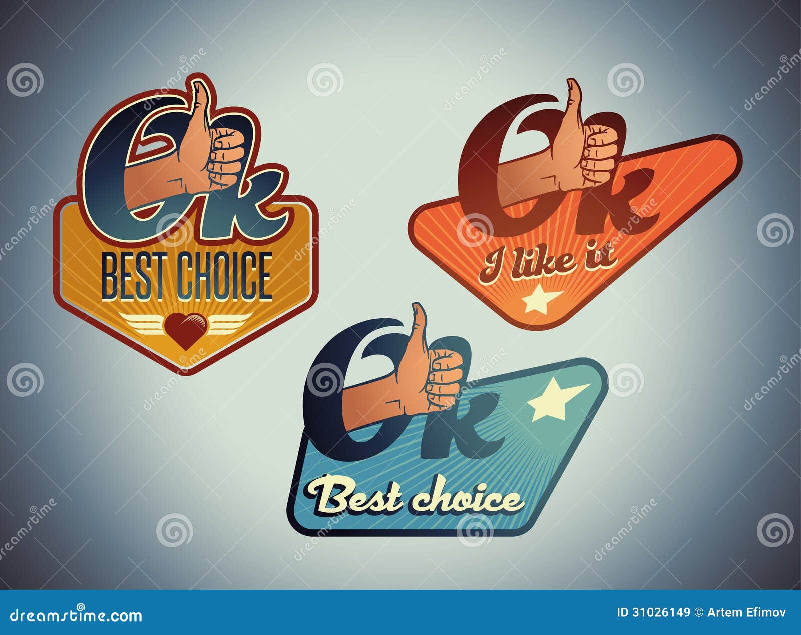 Thumb up labels stock vector. Illustration of drawing - 31026149