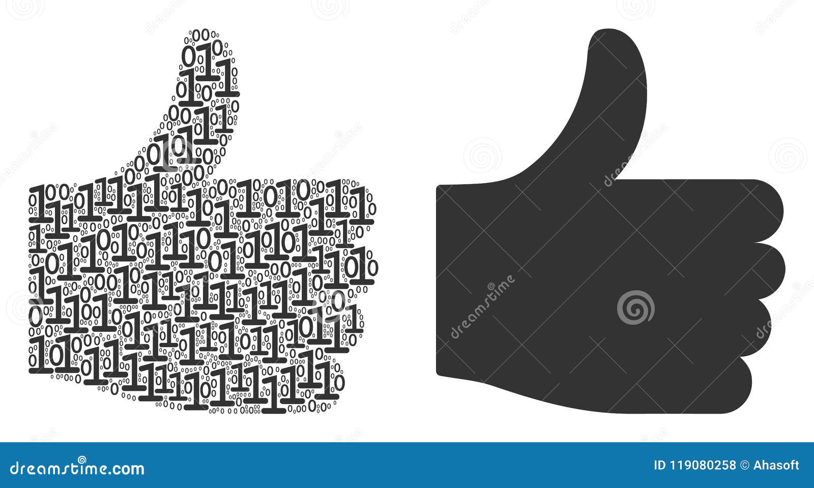 Thumb Up Collage of Binary Digits Stock Vector - Illustration of ...