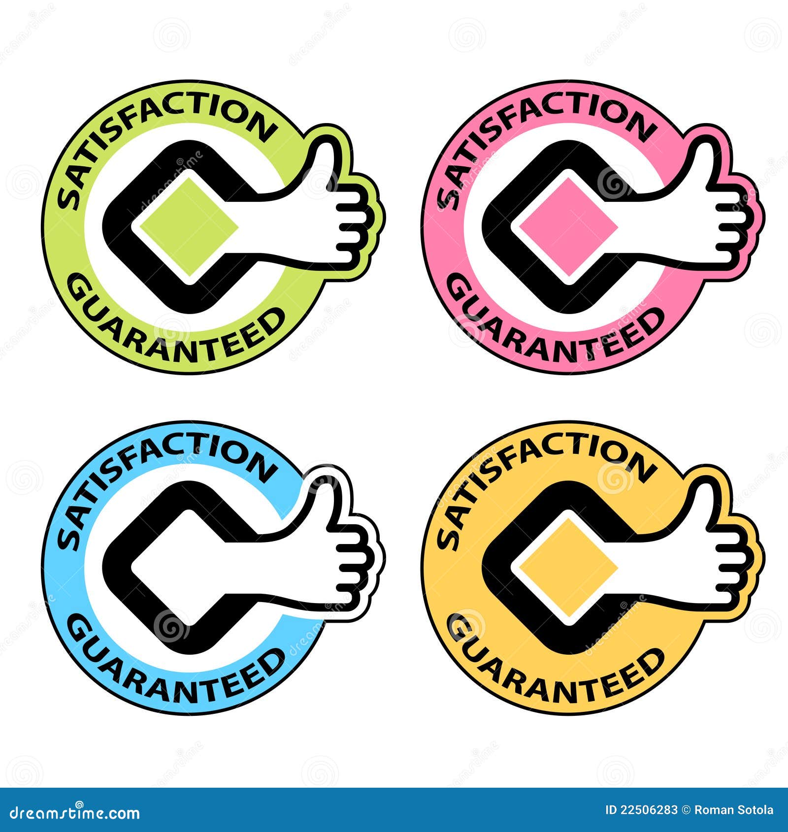 Thumb Up Satisfaction Guaranteed Labels Vector Illustration ...