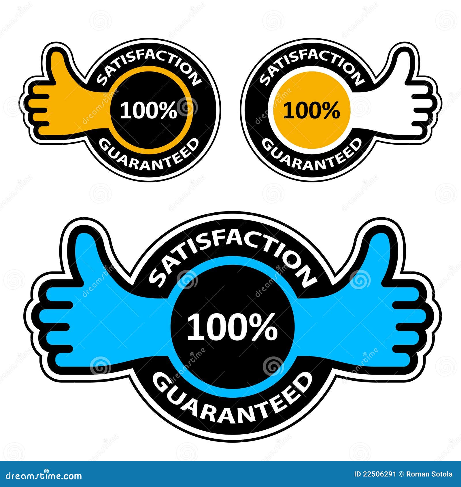 Thumb Up Satisfaction Guaranteed Labels Stock Vector - Illustration of ...