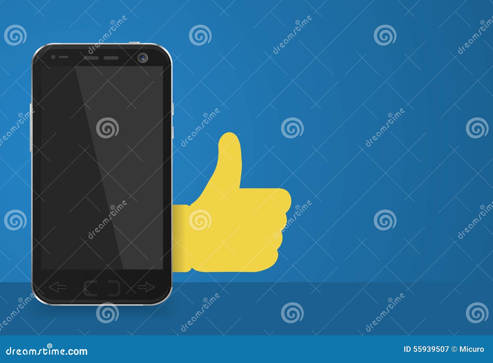 Thumb Up Symbol with Smartphone Vector Stock Vector - Illustration of ...