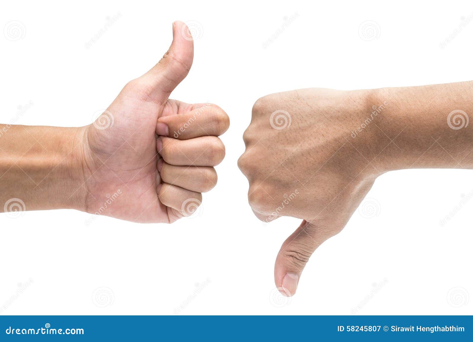 Thumb Up and Thumb Down Hand Signs Isolated on White 1 Stock Image ...