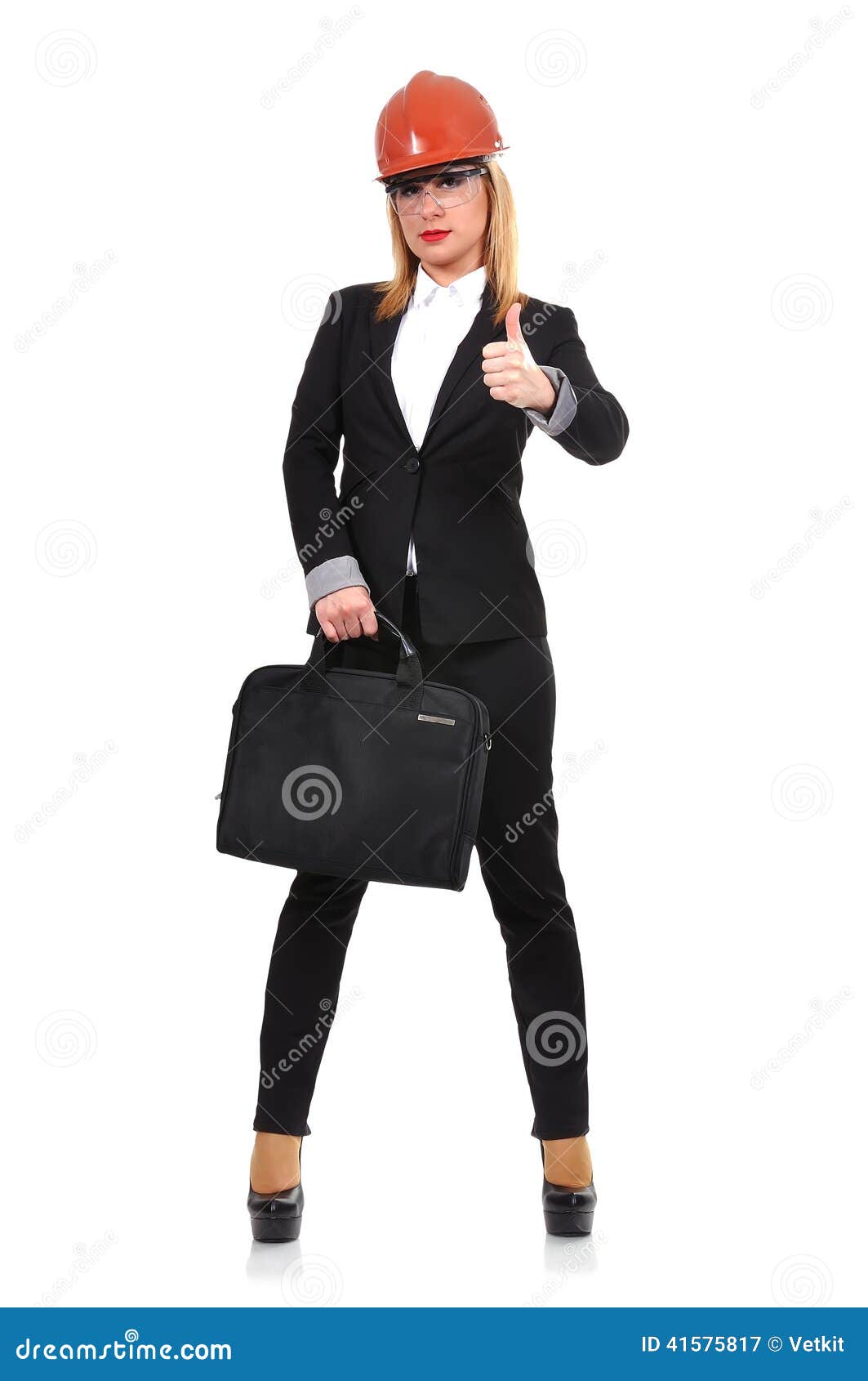 Thumb up stock image. Image of foreman, female, construction - 41575817