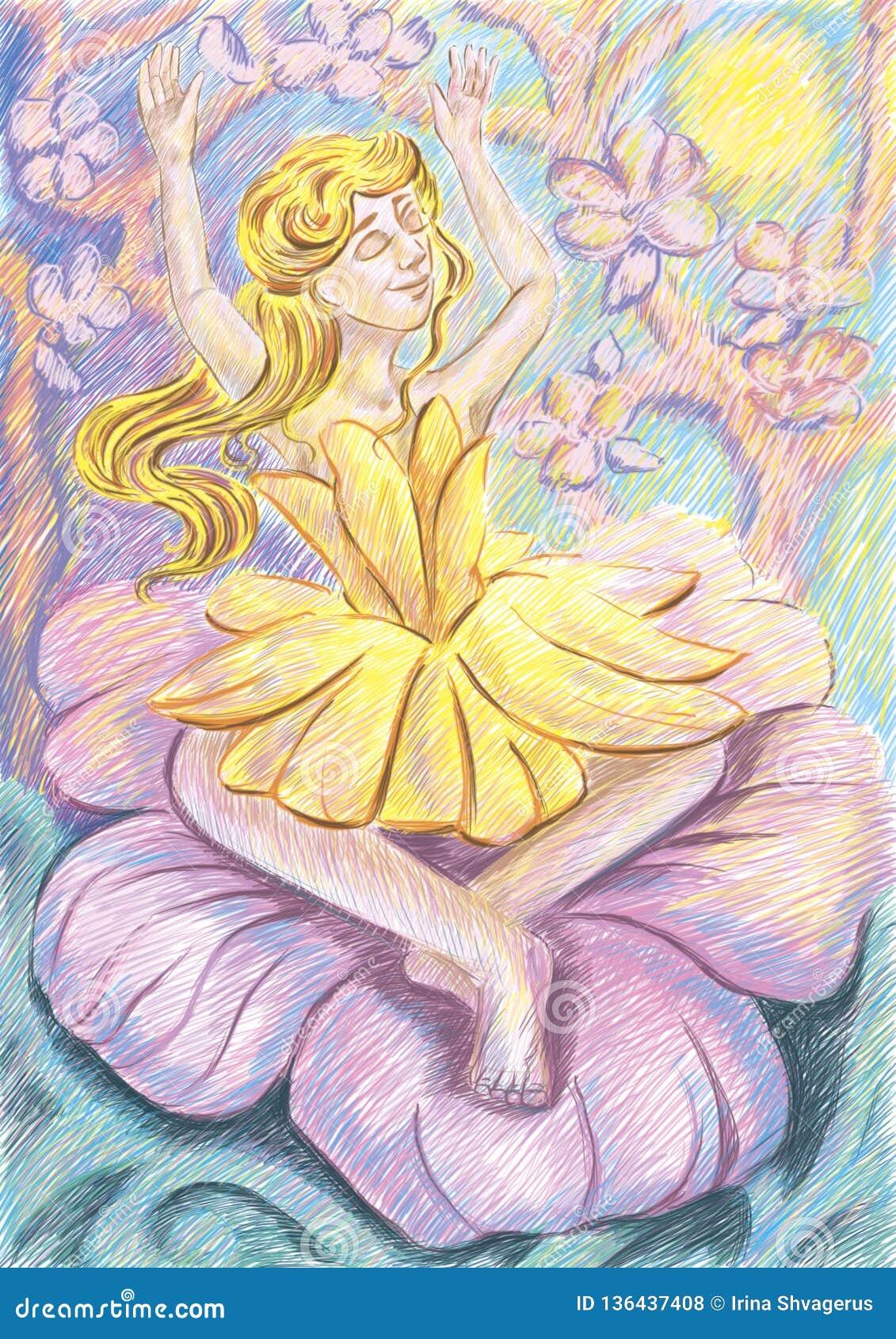 Thumbelina stock illustration. Illustration of flower - 136437408