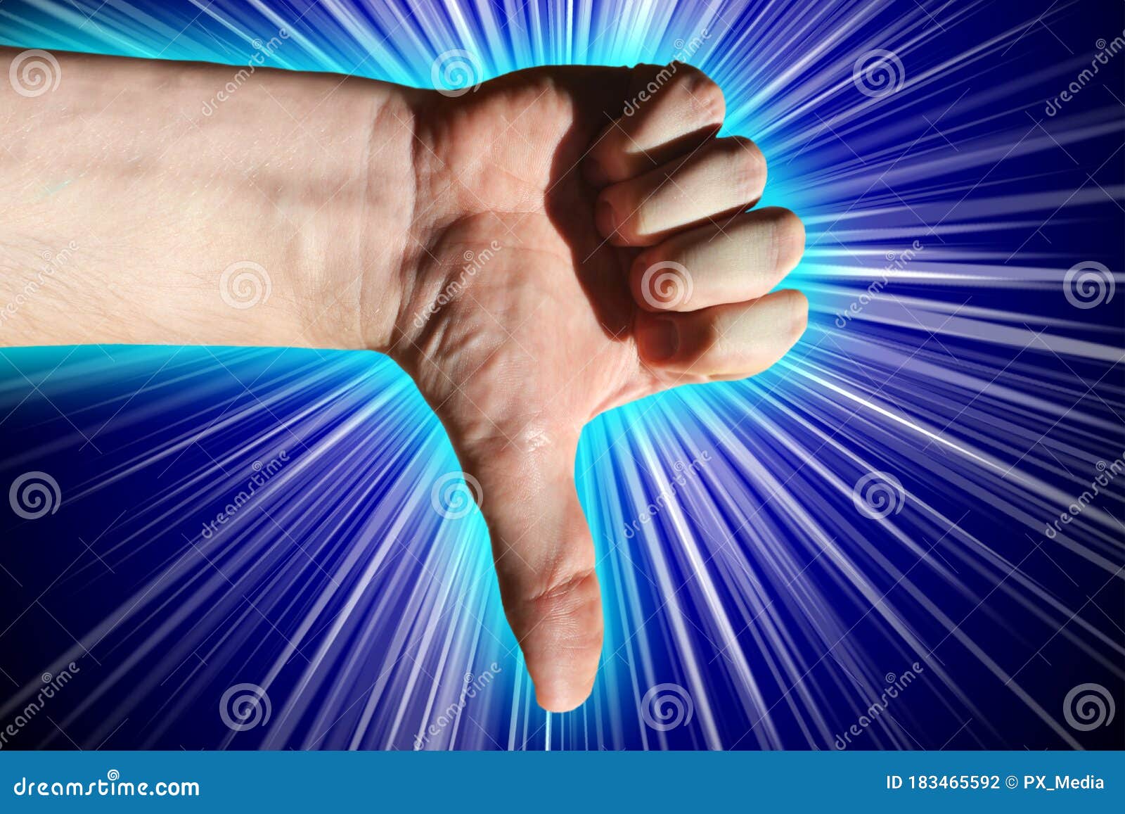 Thumbs Down Gesture, Abstract Blue Background Stock Photo - Image of ...