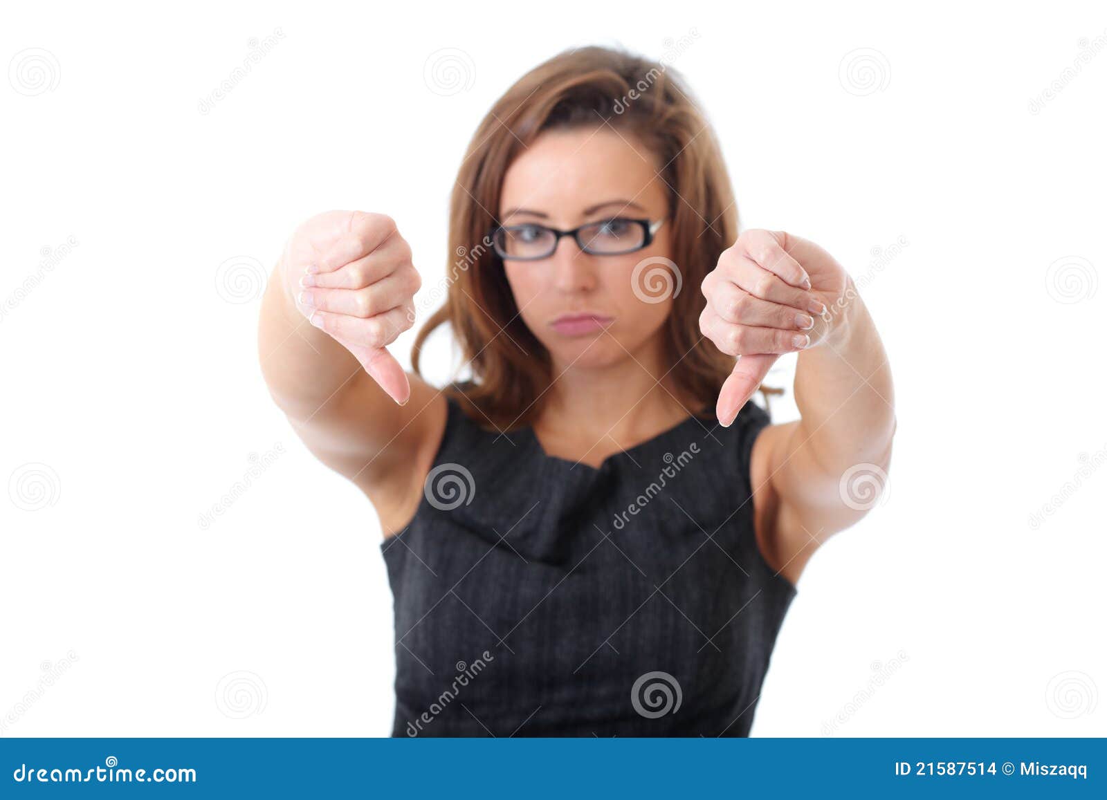 Thumbs Down Gesture, Sad Businesswoman Stock Photo - Image of ...
