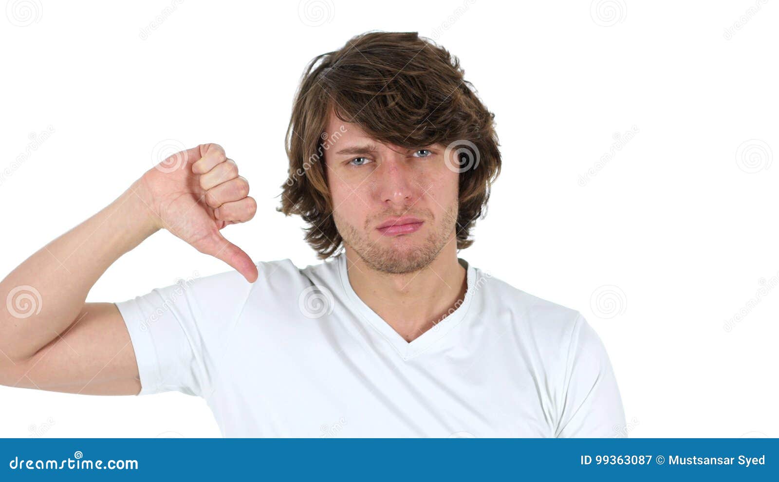Thumbs Down by Man, White Background Stock Image - Image of caucasian ...