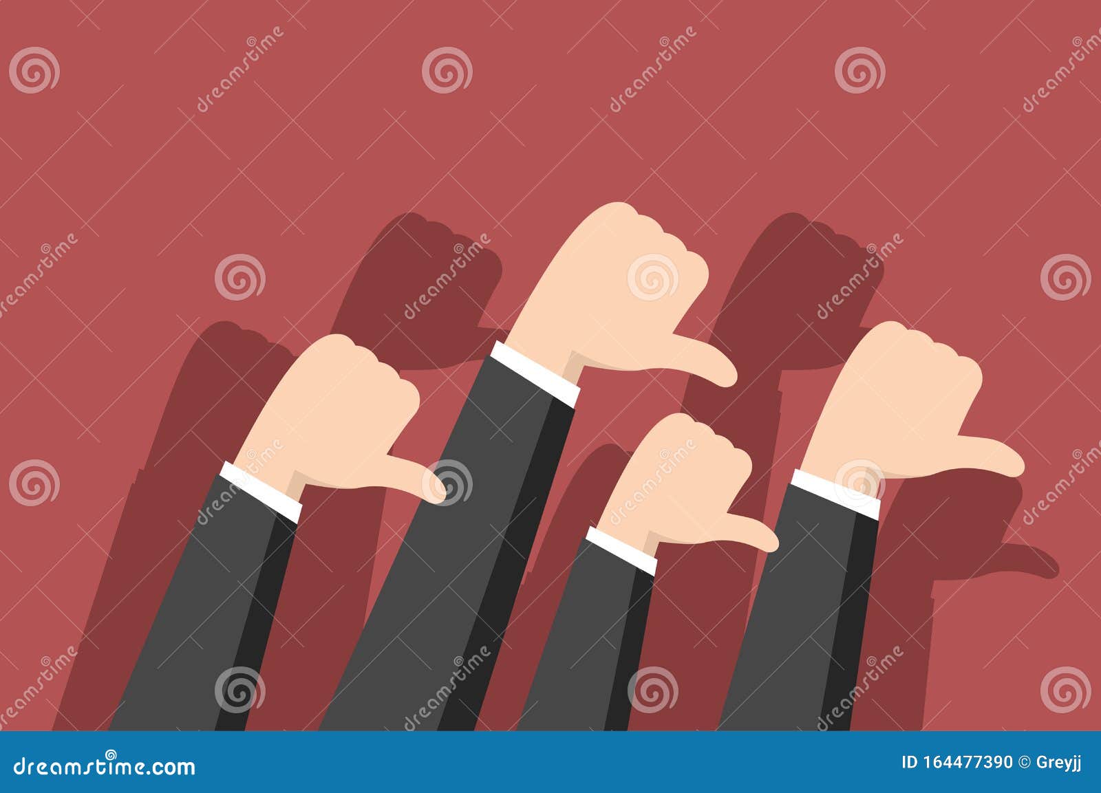 Thumbs-down on Red Background in Flat Style. Negative Feedback Concept ...