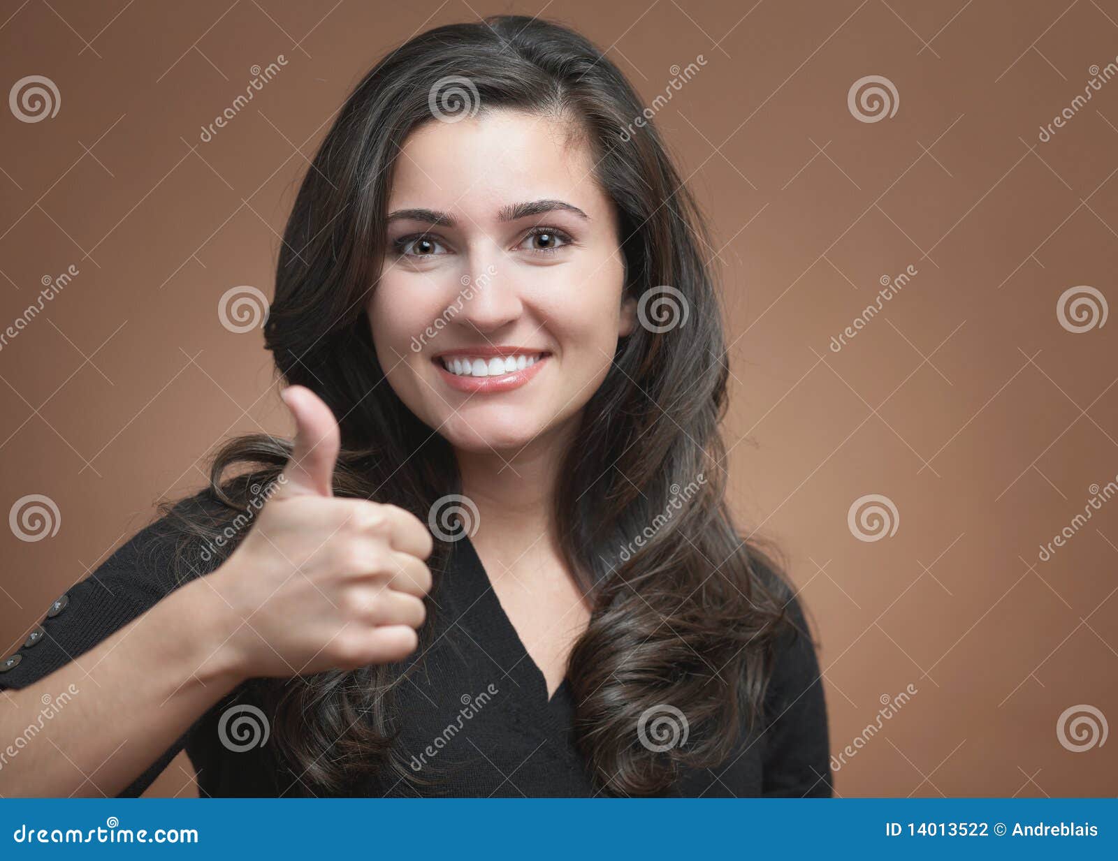 Thumbs up stock photo. Image of brunette, emotion, hand - 14013522