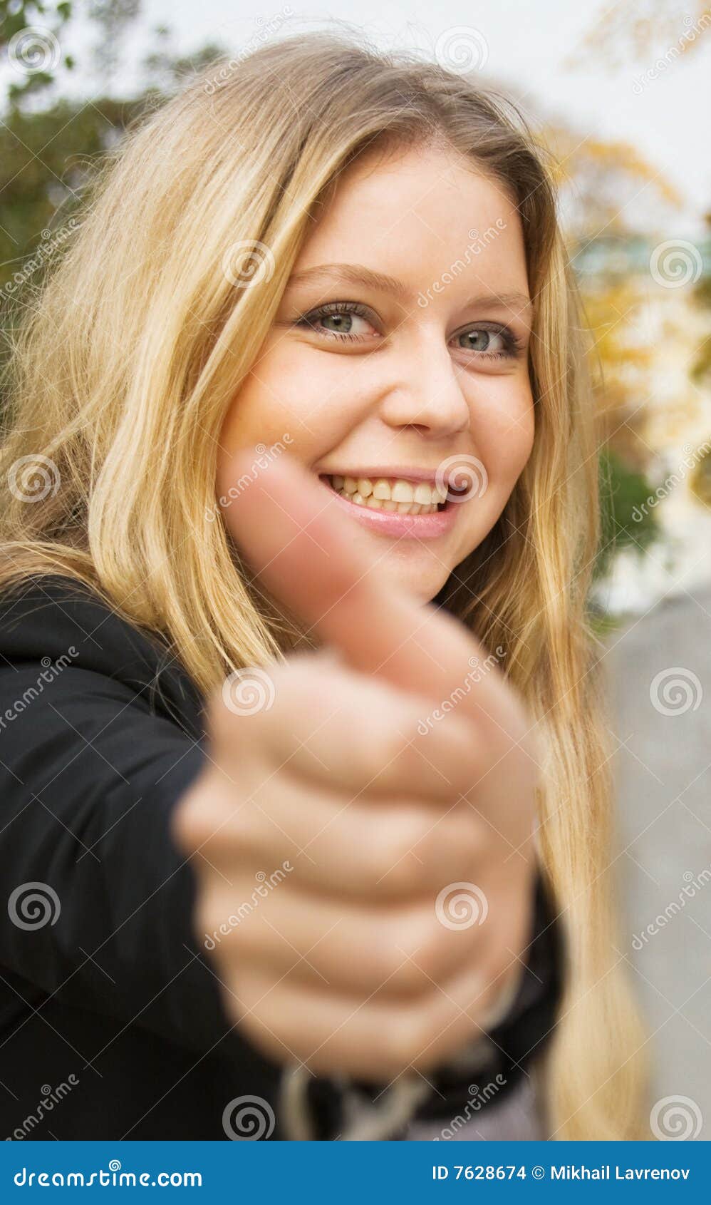 Thumbs up! stock photo. Image of happiness, blond, okay - 7628674