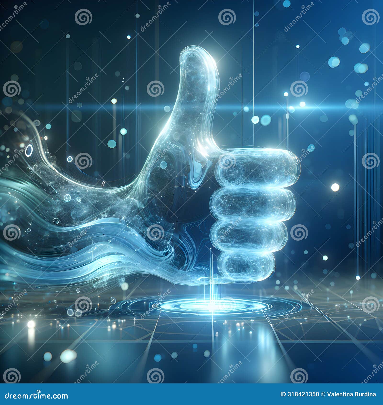 Thumbs Up on Abstract Technology Background Stock Illustration ...