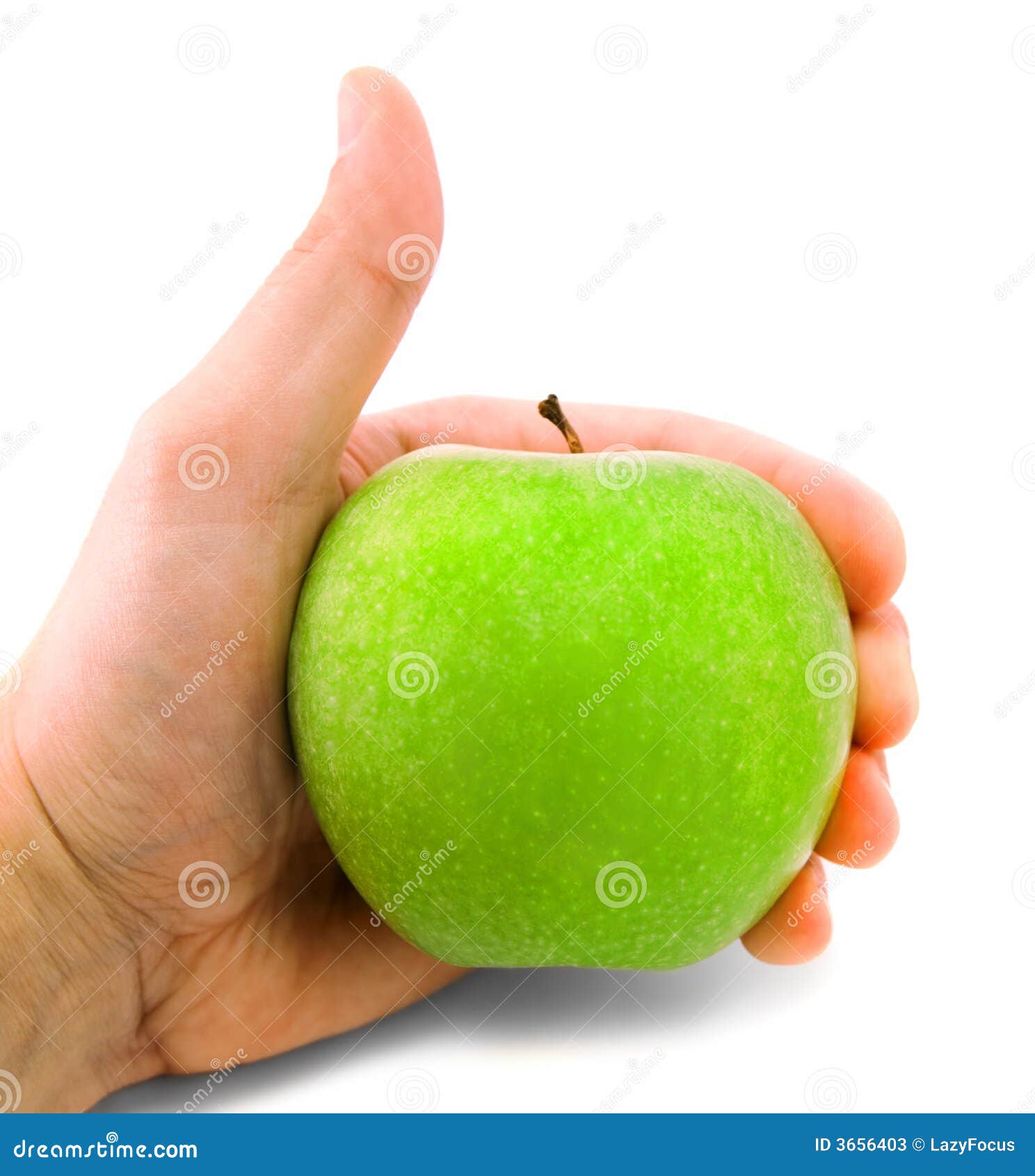Thumbs up with an apple. stock image. Image of success - 3656403