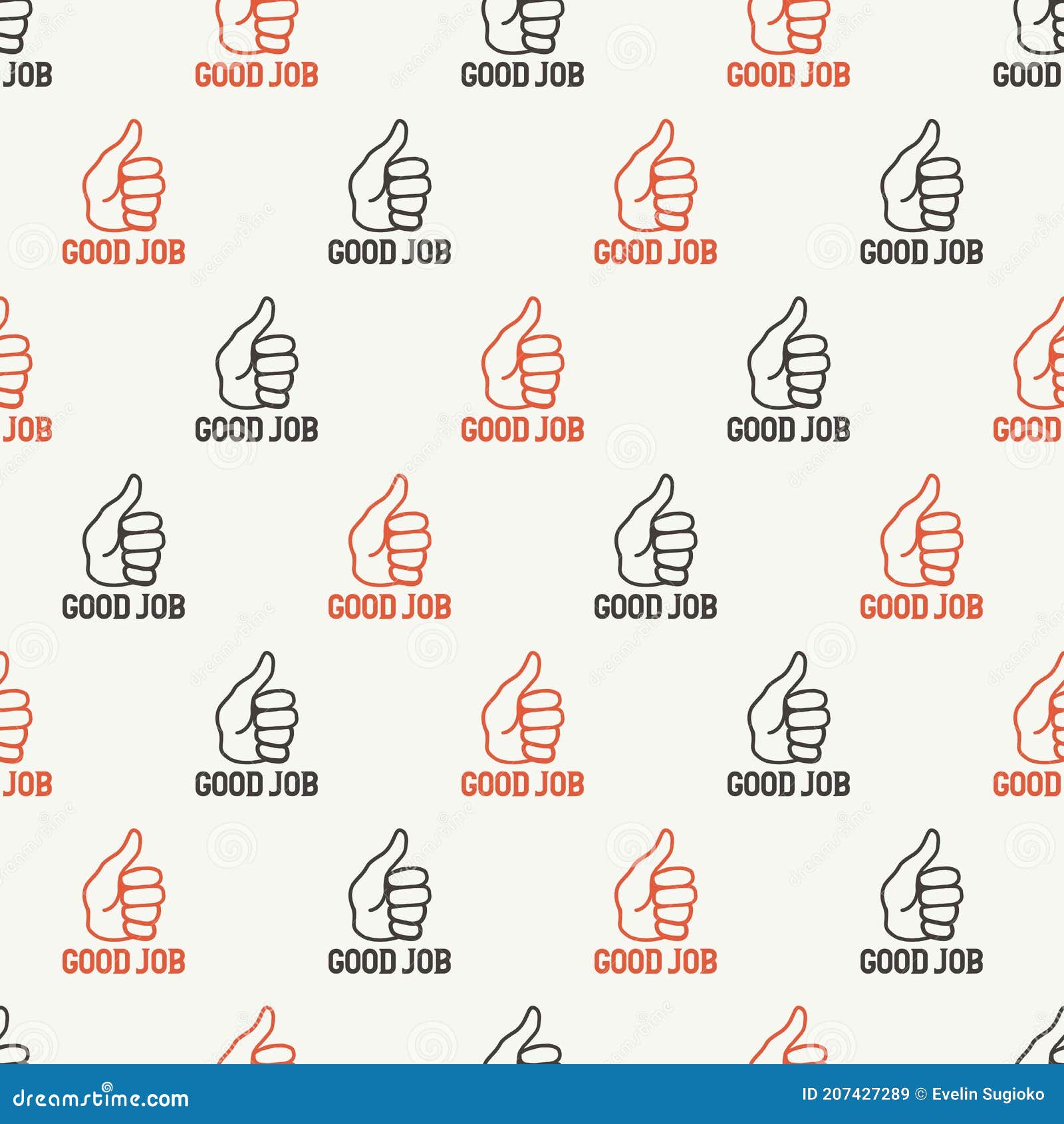 Thumbs Up for Appreciation Vector Graphic Seamless Pattern Stock Vector ...