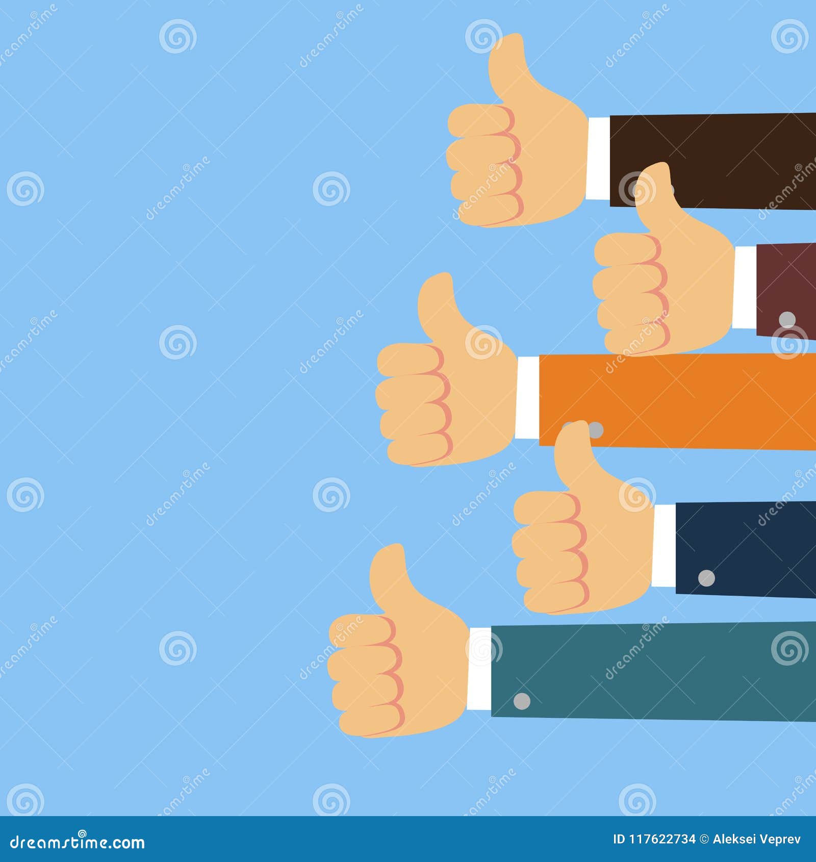 Thumbs Up Background in Flat Design Style. Vector Stock Vector ...