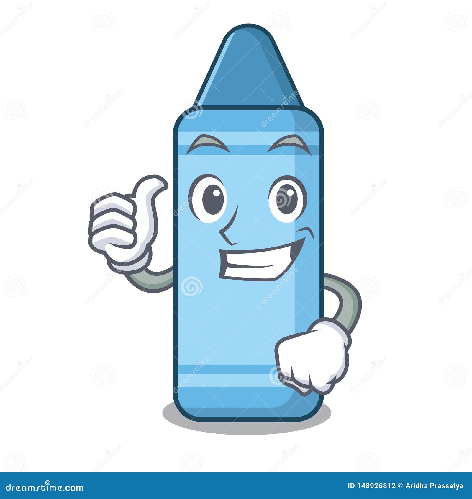 Thumbs Up Blue Crayon in the Cartoon Column Stock Vector - Illustration ...