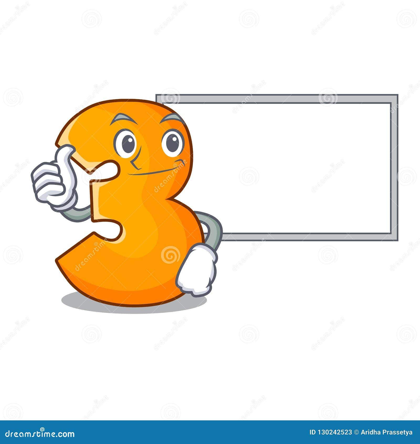 Thumbs Up with Board Character Paper Cut Number Three Letter Stock ...