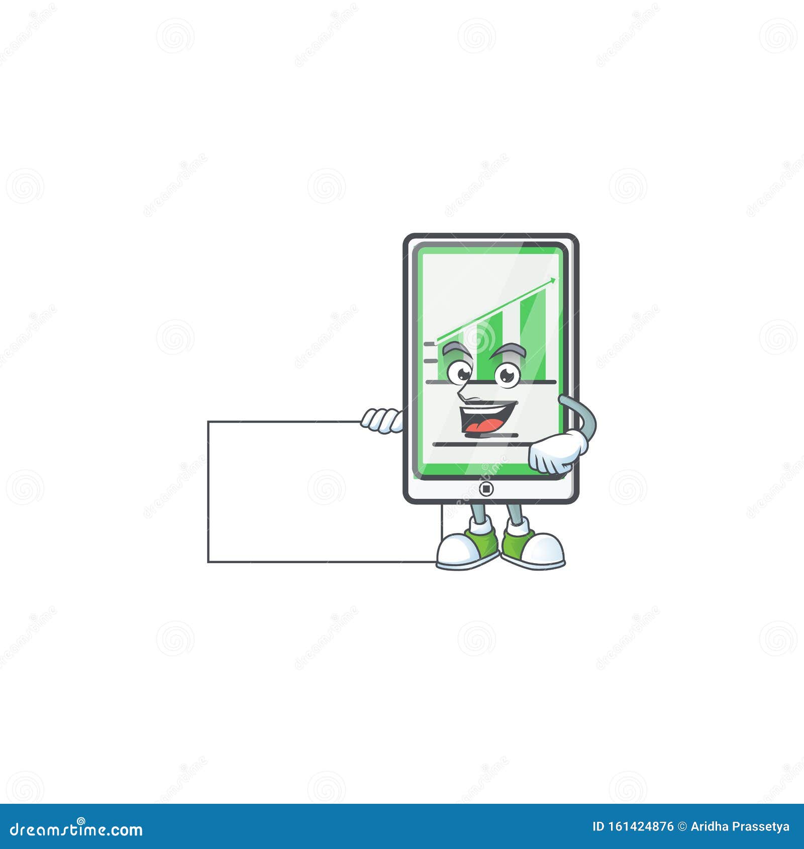 Thumbs Up with Board Up Chart Vertical Tablet for Report. Stock Vector ...