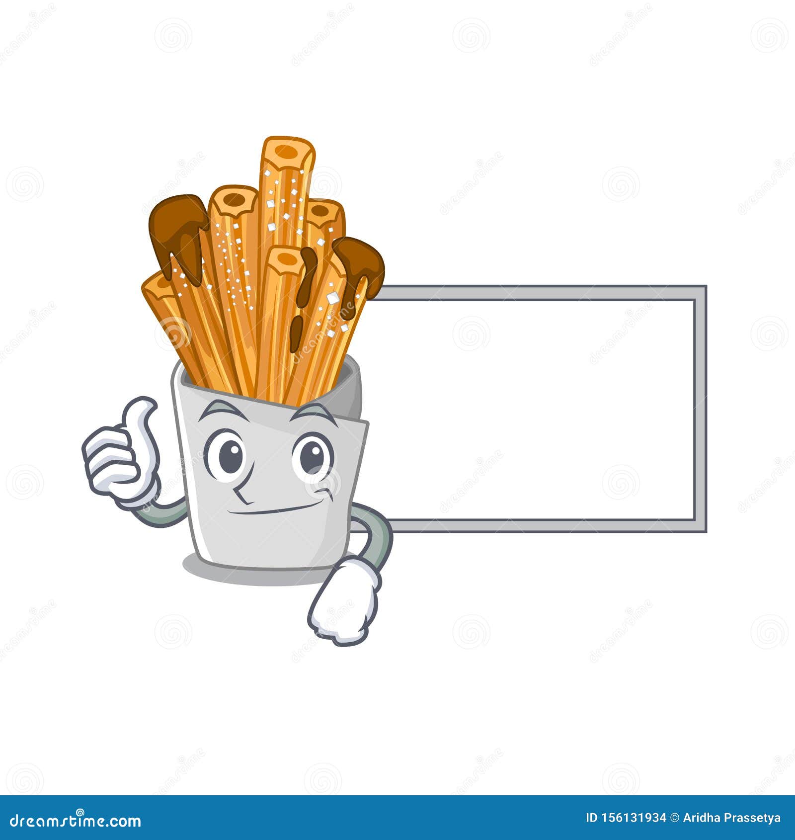 Thumbs Up with Board Churros with in the Cartoon Shape Stock Vector ...