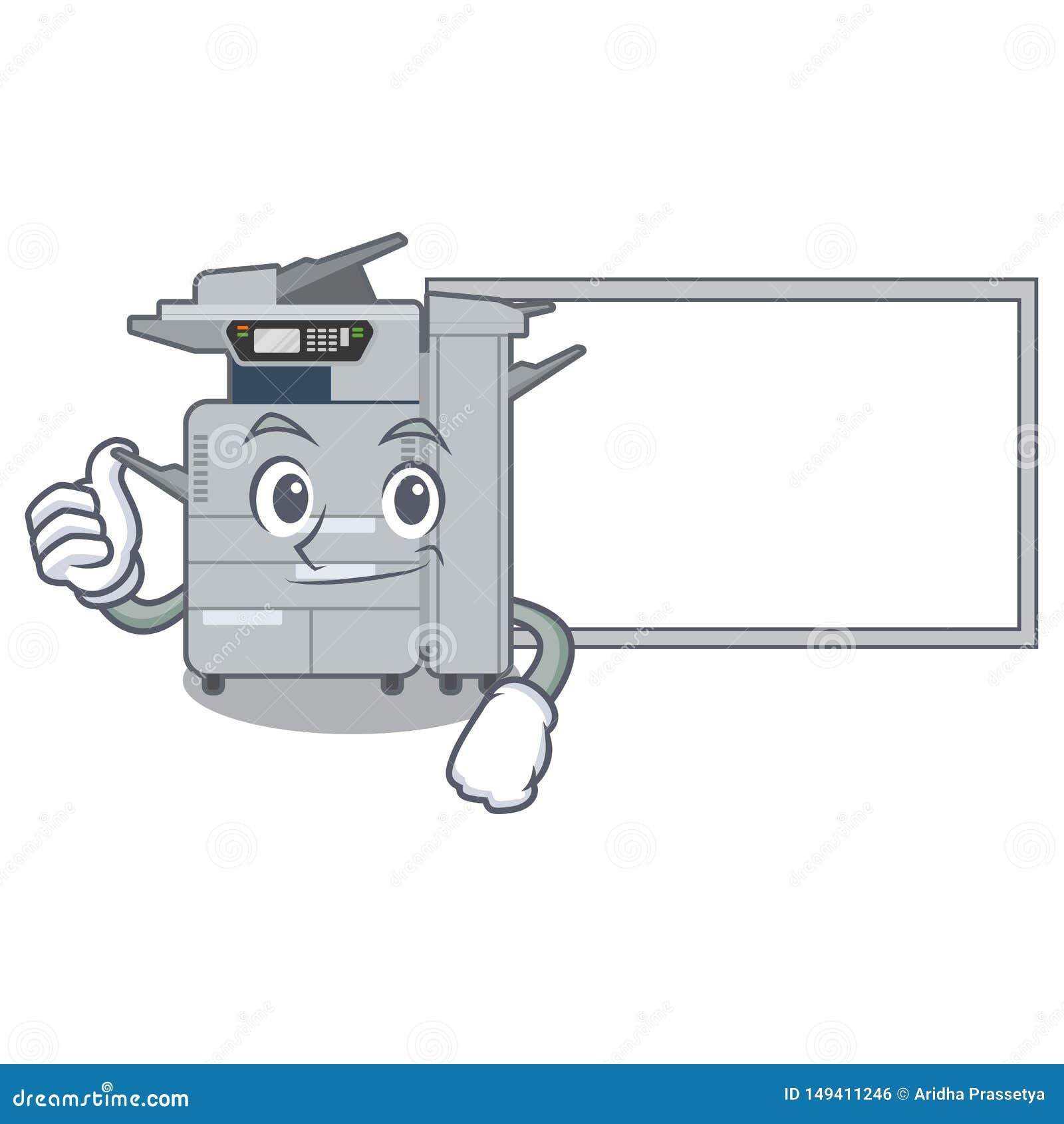 Thumbs Up with Board Copier Machine in the Cartoon Shape Stock Vector ...