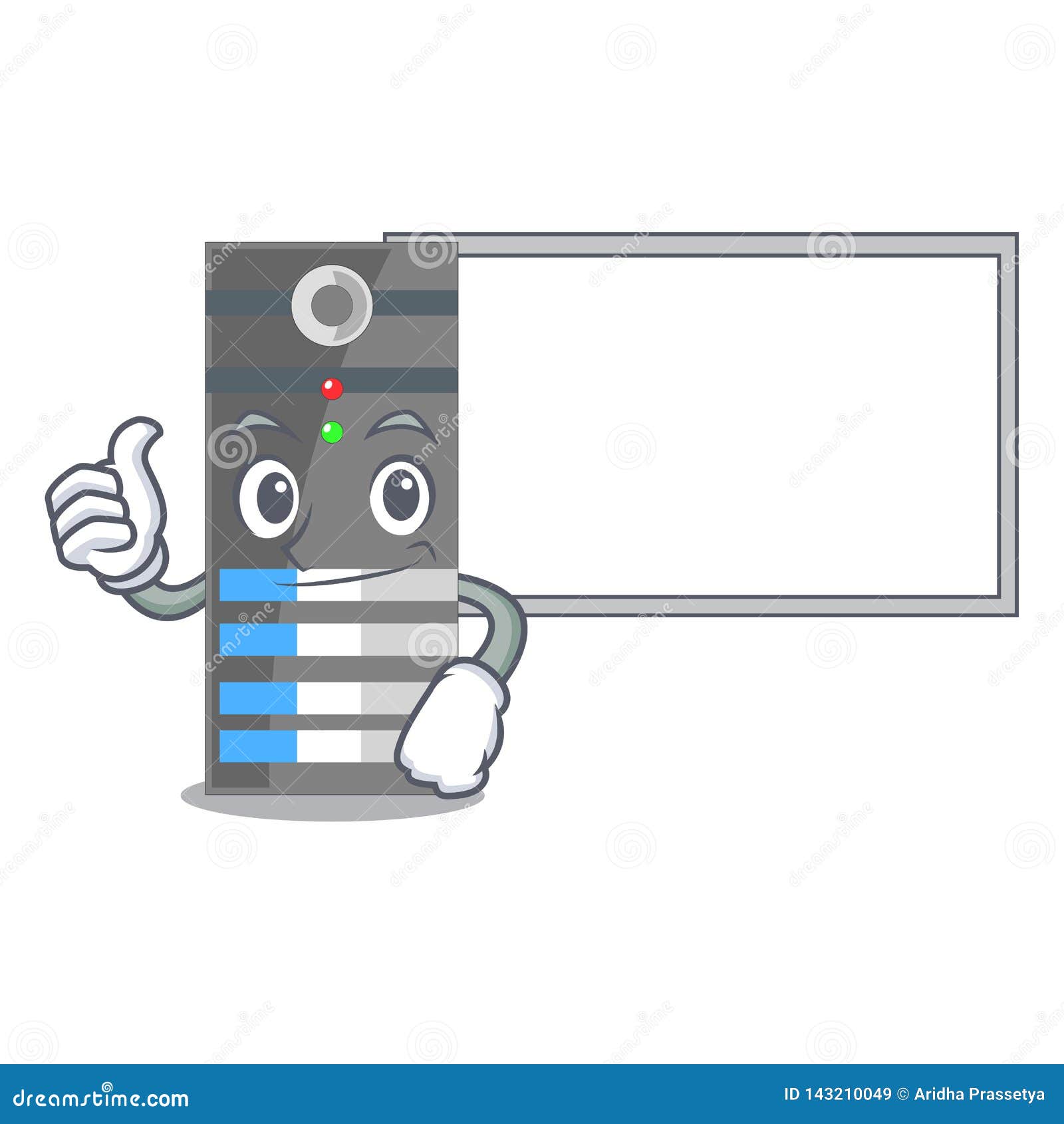 Thumbs Up with Board Data Server Next the Cartoon Computer Stock Vector ...