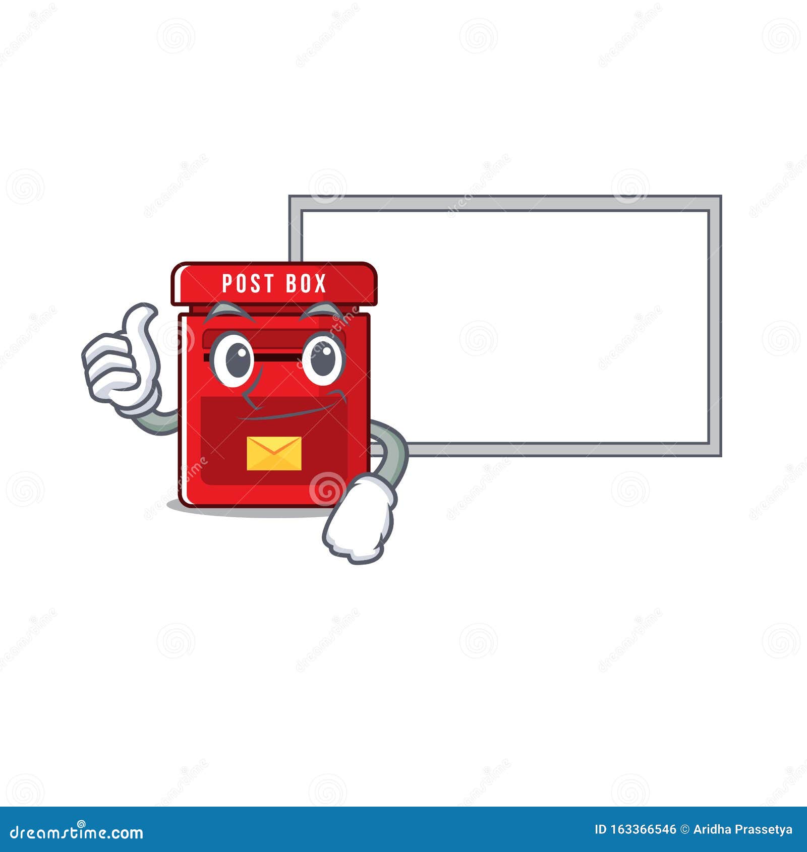 Thumbs Up with Board Happy Mailbox in with Cartoon Cute Stock Vector ...