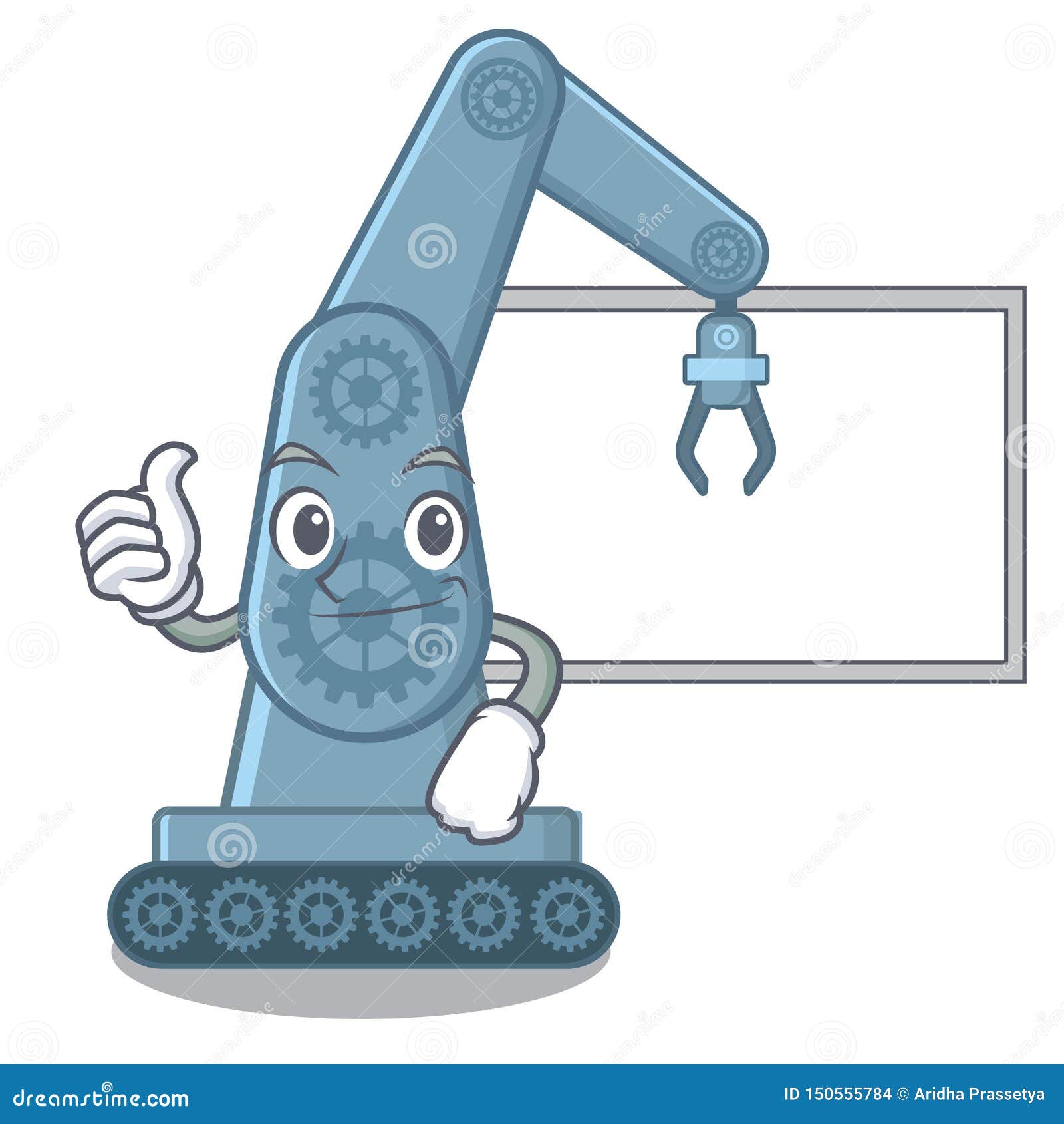 Thumbs Up with Board Mechatronic Robotic Arm Isolated on Character ...