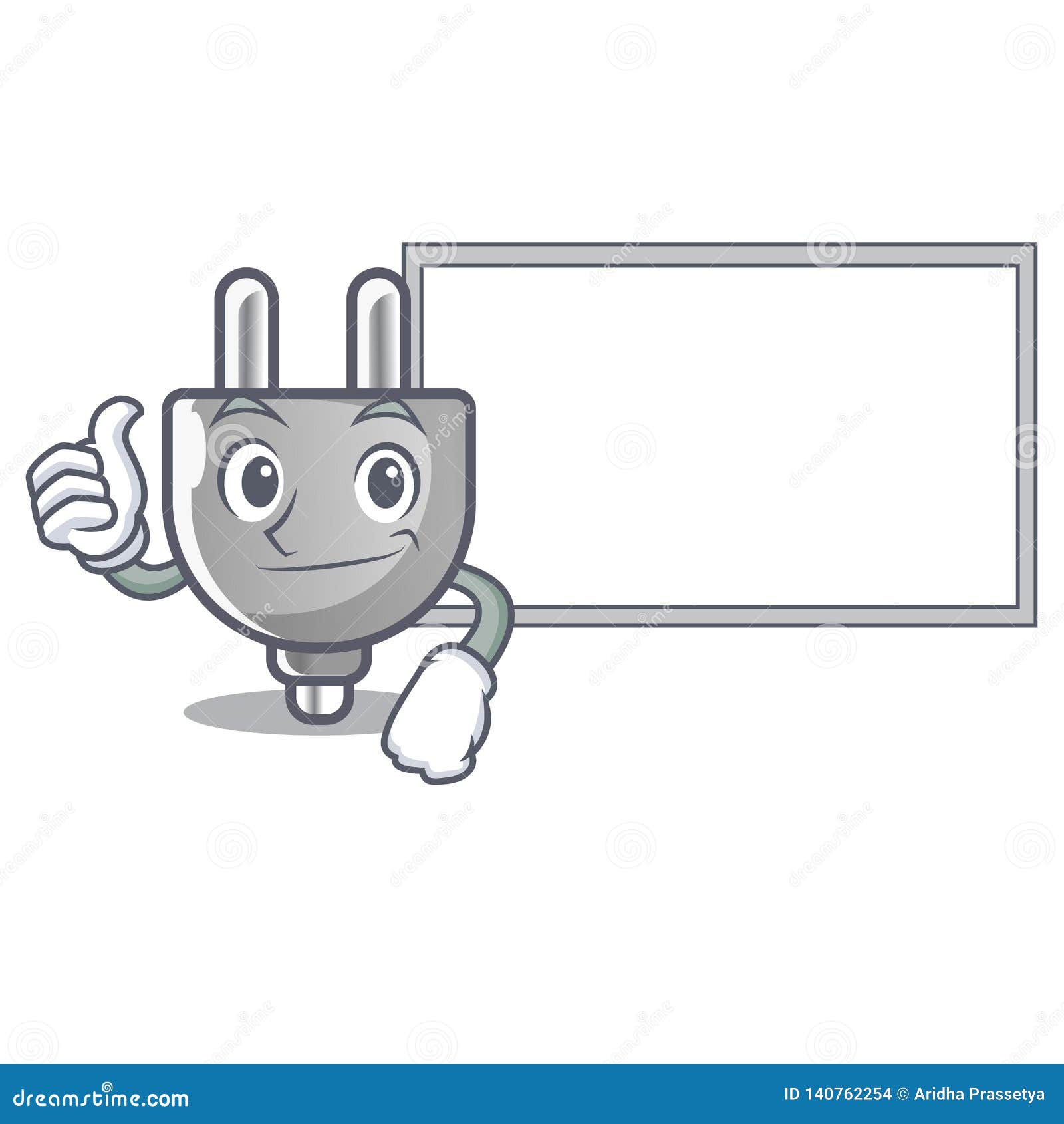 Thumbs Up Power Socket Attached The Mascot Wall Cartoon Vector ...