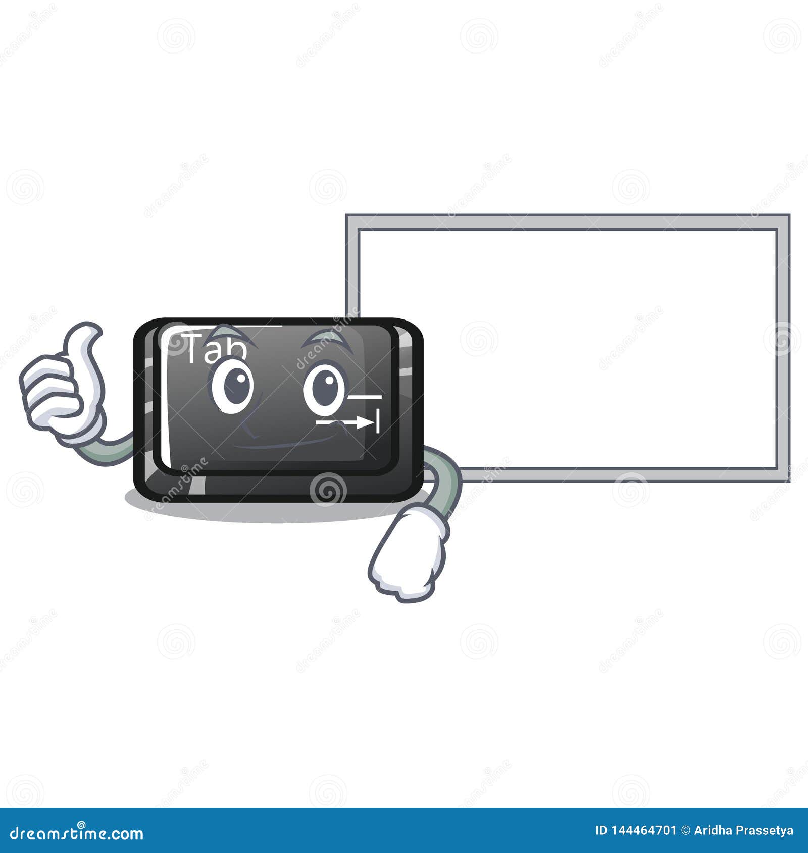 Thumbs Up with Board Tab Button Installed on Computer Character Stock ...