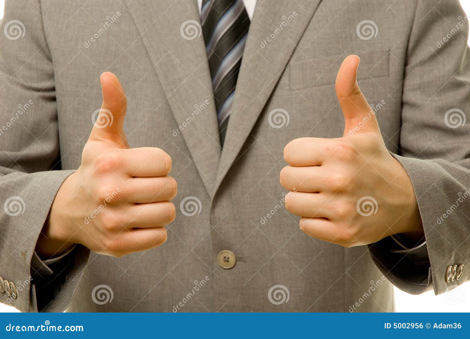 Two Thumbs Up By Both Hands. Emotional Man With Two Thumbs Up Isolated ...