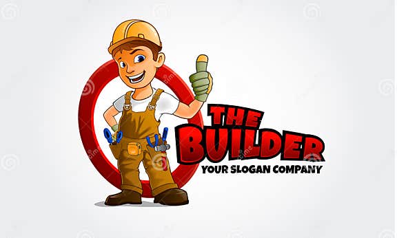 The Builder Mascot Logo Cartoon. Stock Vector - Illustration of human ...