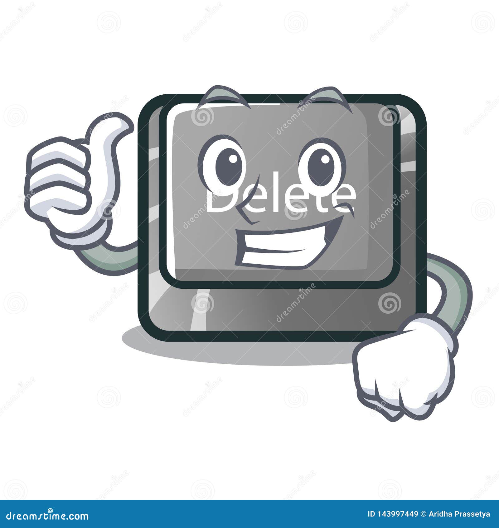Thumbs Up Cartoon Delete Button Located on Keyboard Stock Vector ...