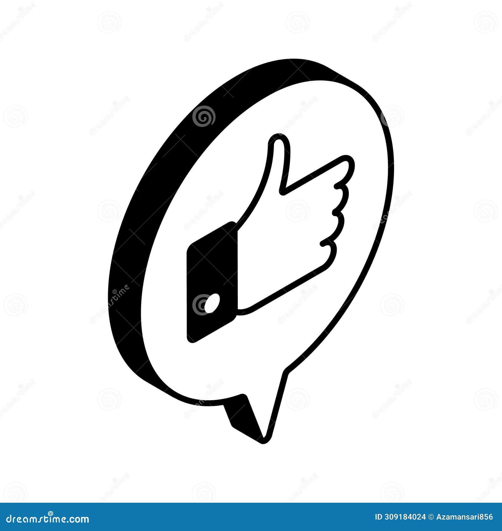Thumbs Up on Chat Bubble Denoting Isometric Vector of Positive Feedback ...