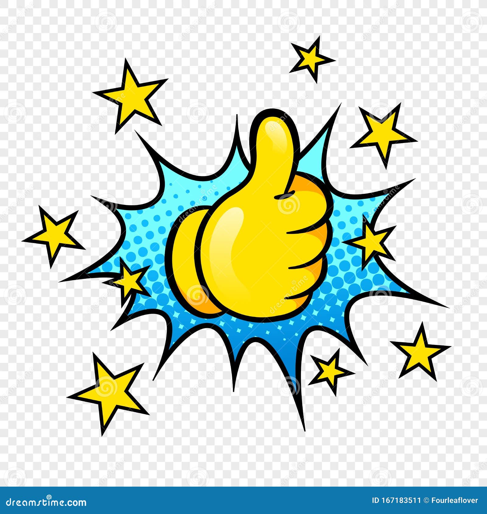 Thumbs Up Comic Style Hand Drawn Hand Stock Vector - Illustration of ...