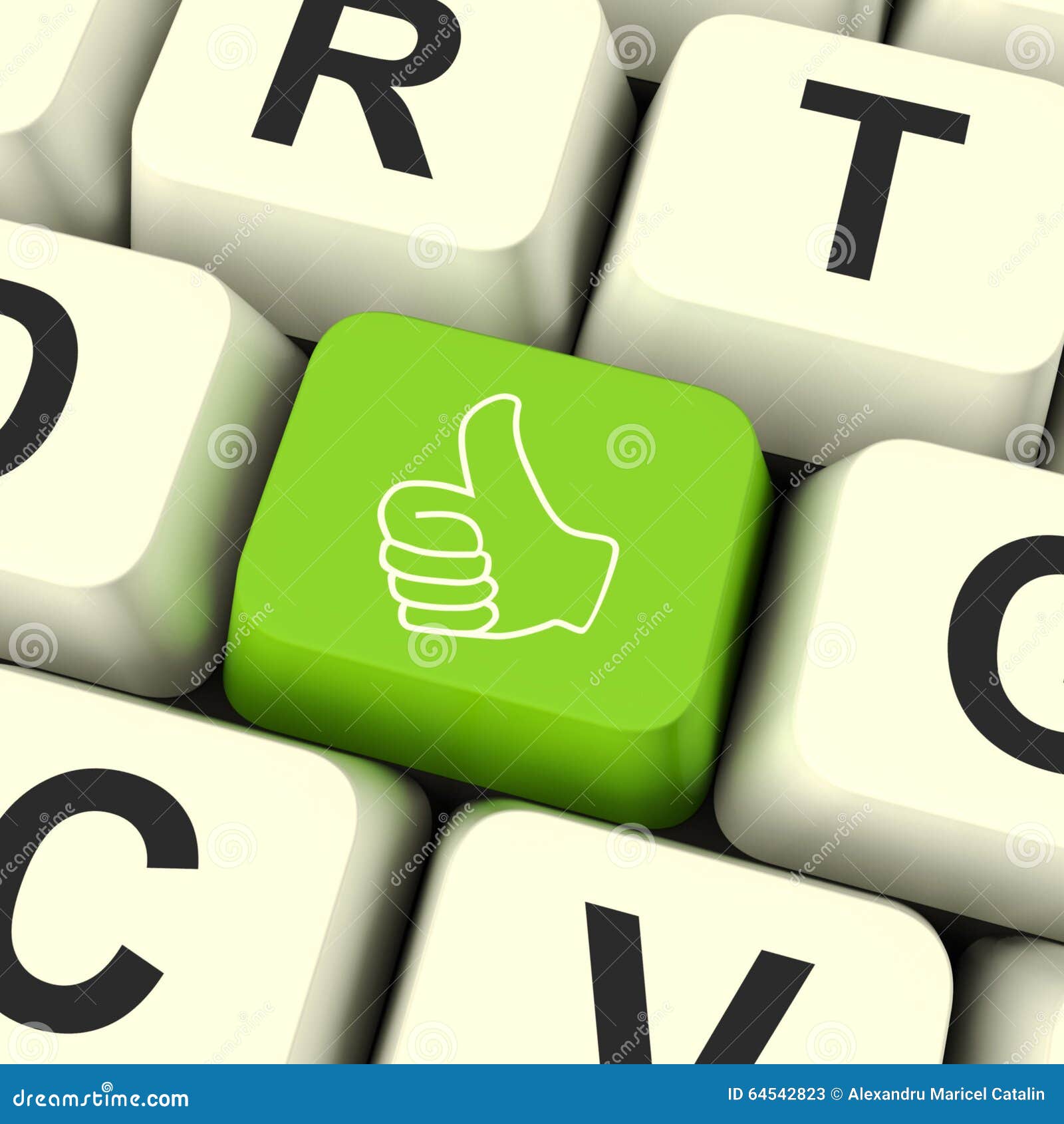 Thumbs Up Computer Key Showing Approval and Being a Fan Stock Image ...